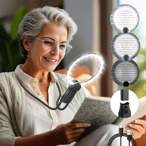 Magnifying Glass With Light For Reading 5x Hands Free