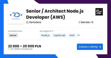 Praca Senior Architect Nodejs Developer Aws Backend Remodevs
