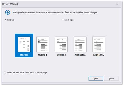 Choose A Report Layout Obsolete Net Reporting Tools Devexpress Documentation
