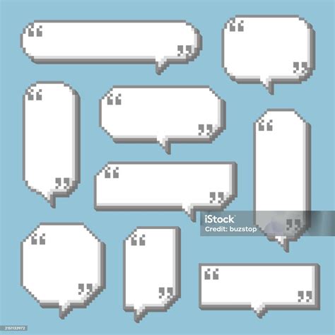복고풍 게임 3d 8 비트 픽셀 연설 거품 풍선 따옴표 텍스트 상자 배너 흑백 색상의 컬렉션 세트 0명에 대한 스톡 벡터 아트 및 기타 이미지 Istock