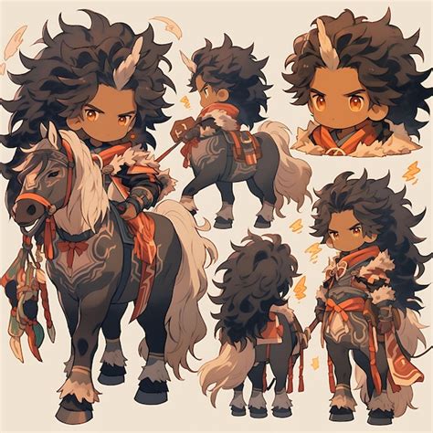 Anime De Personajes Masculinos Chibi Kawaii Caballero Centauro Moda