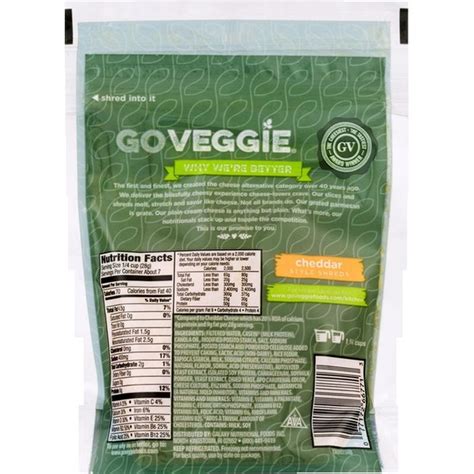 Go Veggie Cheddar Flavor Shreds Pasteurized Process Cheese Food