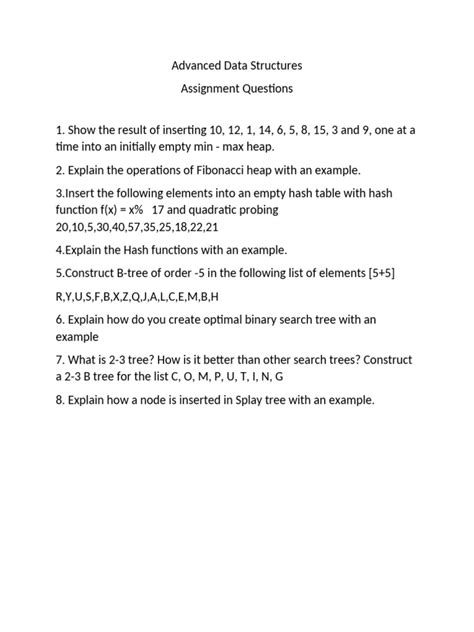 Advanceddatastructures Assignment1 Pdf Teaching Methods And Materials Computers
