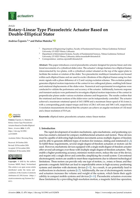 Pdf Rotarylinear Type Piezoelectric Actuator Based On Double