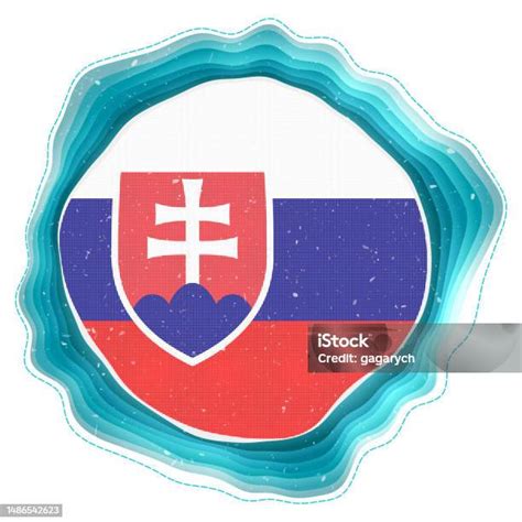 프레임에 슬로바키아 국기입니다 국가의 배지 슬로바키아 국기 주위에 겹겹이 쌓인 원형 표지판 고급 벡터 그림입니다 국가 관광명소에 대한 스톡 벡터 아트 및 기타 이미지