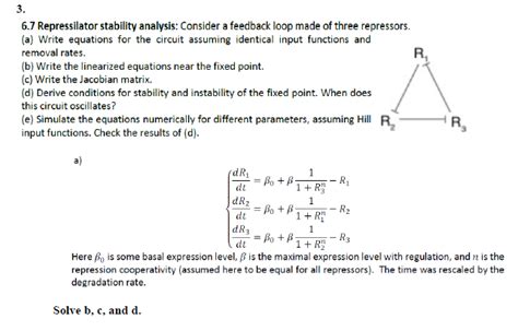 Solved 67 Repressilator Stability Analysis Consider A Solved 67 Repressilator Stability Analysis Consider A