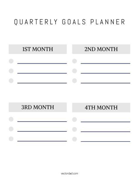 Free Printable Quarterly Goals Planner Template
