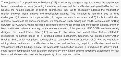 Encoder Entity Mining And Modification Relation Binding For Composed Image Retrieval