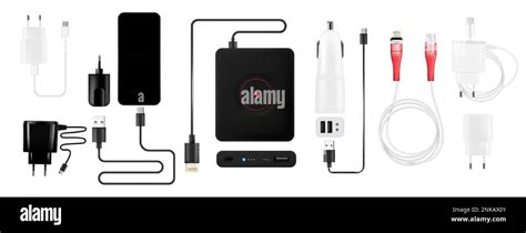 Mobile Phone Smartphone Charging Set With Isolated Wires Plugs Power Banks And Adapters With