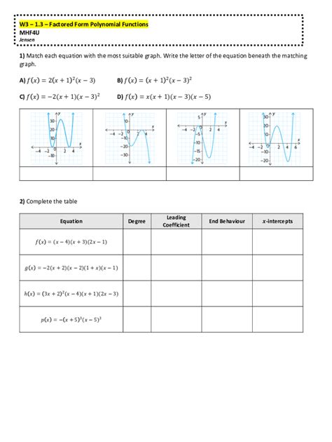 Fillable Online 13 Factored Form Polynomial Equations Full Lesson