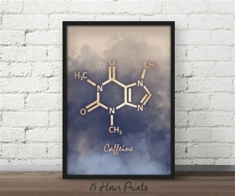 Caffeine Molecule Art Print Caffeine Wall Art Caffeine Etsy