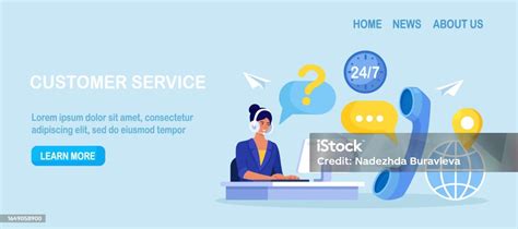 헤드셋을 착용한 고객 서비스 상담원이 고객과 대화하고 있습니다 기술 글로벌 지원 지원 콜 센터 문의 핫라인 만족과 충성도 고객 관리 사업가에 대한 스톡 벡터 아트 및 기타