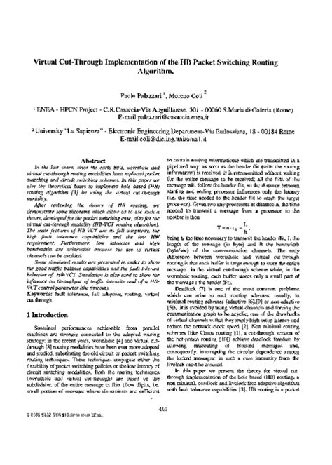 Pdf Virtual Cut Through Implementation Of The Hb Packet Switching