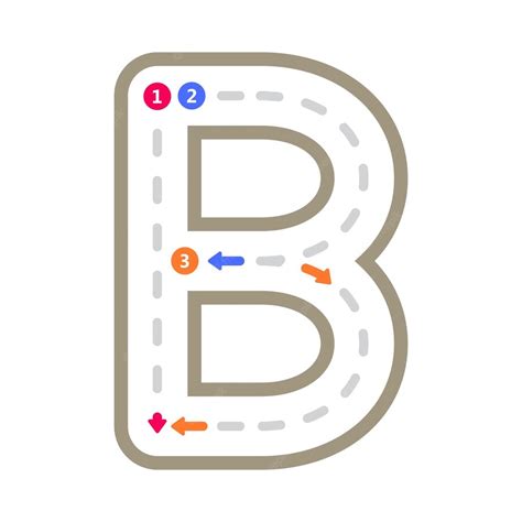 Premium Vector Tracing Alphabet Letter B Uppercase Prewriting Dotted Line Element For