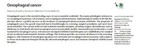 突破！《柳叶刀》发表中国首篇食管癌诊治专题综述 腾讯新闻
