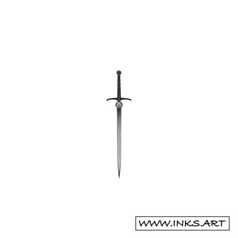 Tattoo Design Rapier With Aquamarine Gem Style Minimalist