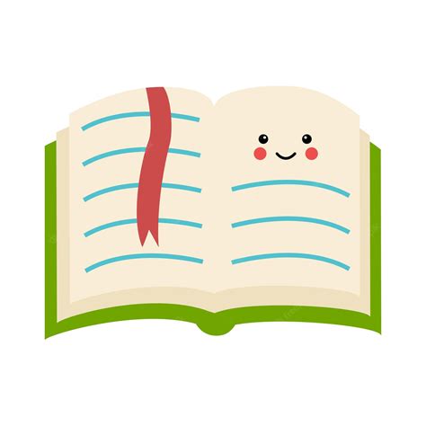 Happy Book Illustration Cute Open Book With Smiling Face For
