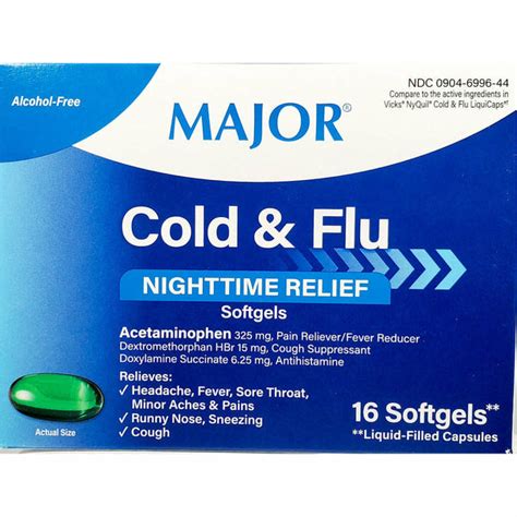 Cold And Flu Nighttime Relief 16 Softgels By Major