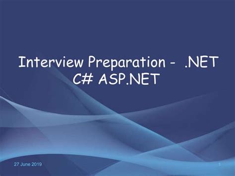 Interview Preparation Netaspcsharp Ppt