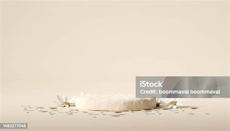 3d 스톤 베이지색 연단 또는 무대와 녹색 나뭇잎 모형 스탠드 제품 장면 배경입니다 3d 연단 무대 그림 0명에 대한 스톡 사진 및 기타 이미지 Istock