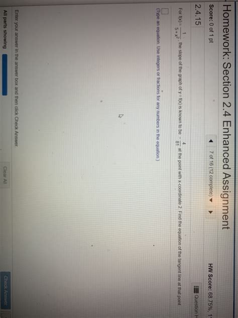 Solved Homework Section 2 4 Enhanced Assignment Score 0 Of
