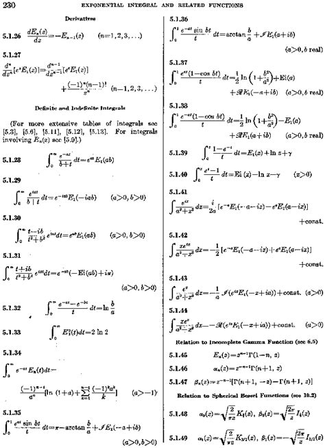 Integration Formulas Exponential