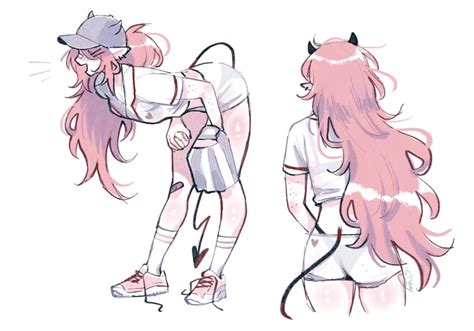 Rule 34 Bandage Baseball Cap Demon Demon Girl Demon Horns Demon Tail Female Hat Highres Horn