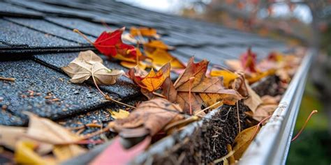 Premium Photo Gutter Clogged With Leaves And Debris Causing Overflow Concept Clogged Gutters