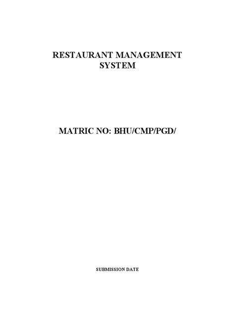 Restaurant Management System Pdf Computer Programming Computer