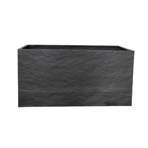 Dark Grey Rectangular Fibre Planter Green Carpet