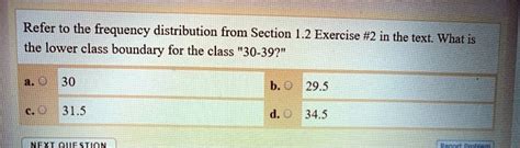 Solved Refer To The Frequency Distribution From Section 12 Exercise 2 In The Text What Is