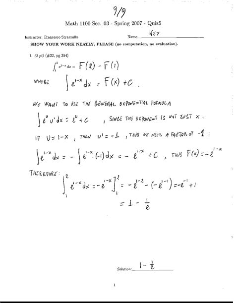 3 Solved Problems On Calculus Techniques Quiz 5 Math 1100 Docsity