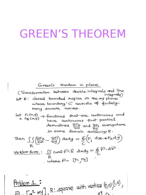 Greens Theorem Pdf
