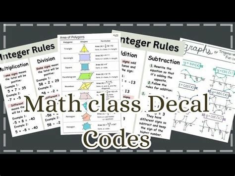Math Class Decal Codes Math Classroom Posters High School Math