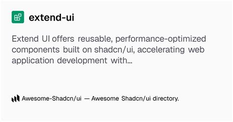 Extend Ui Boost Web App Development With Extend Uis Performance Driven Shadcnui Components