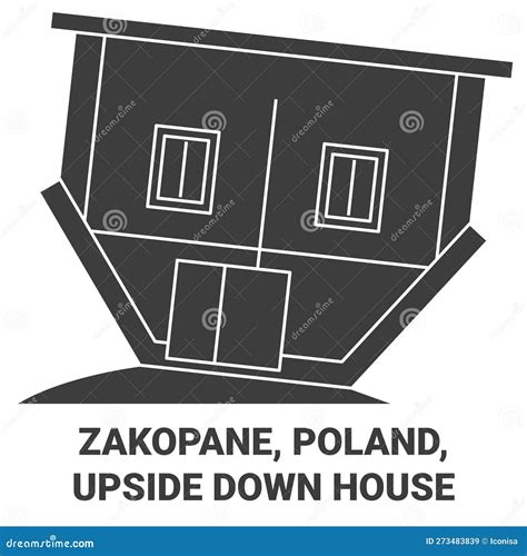 Poland Zakopane Upside Down House Travel Landmark Vector Illustration Editorial Stock Image