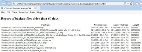 powershell script to report old backup files sqlservercentral