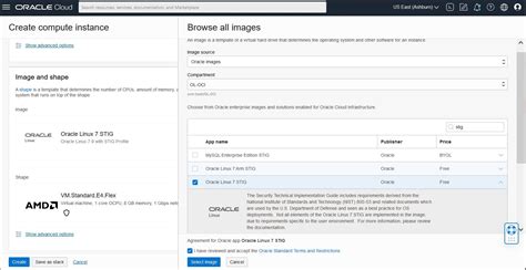 click to launch oracle linux stig profile instances in oci