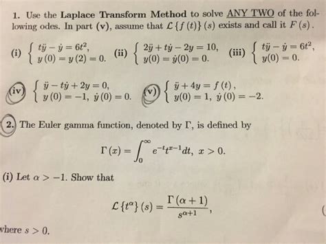 Solved Use The Laplace Transform Method To Solve ANY TWO Of Chegg