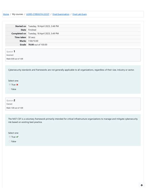 Final Lab Exam Attempt Review Info Ass Sec 4 Home My Courses Ugrd Cybs6374 2223t Final
