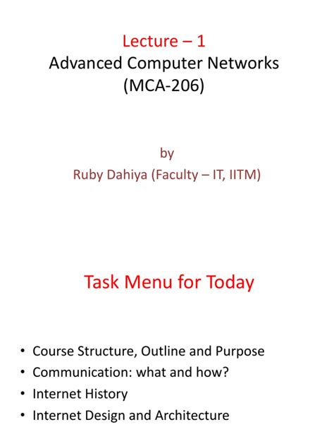 Ipu Mca Advance Computer Network Unit 1 Pdf Internet Protocol Suite