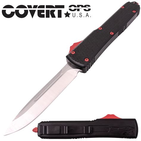 Covert Ops Dagger Rojo Automatic Otf Drop Point Blade Silver