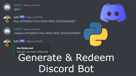 how to make a generate and redeem bot discord py youtube