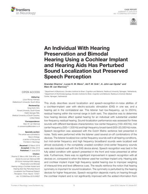Pdf An Individual With Hearing Preservation And Bimodal Hearing Using
