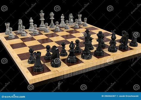 Chess Layout On A Wooden Chessboard Stock Image Image Of Wooden