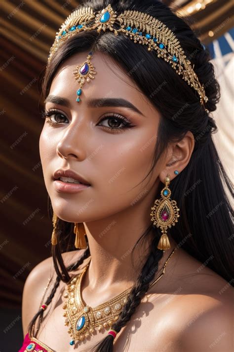 Premium Ai Image Beautiful Sexy Native American Woman In Traditional