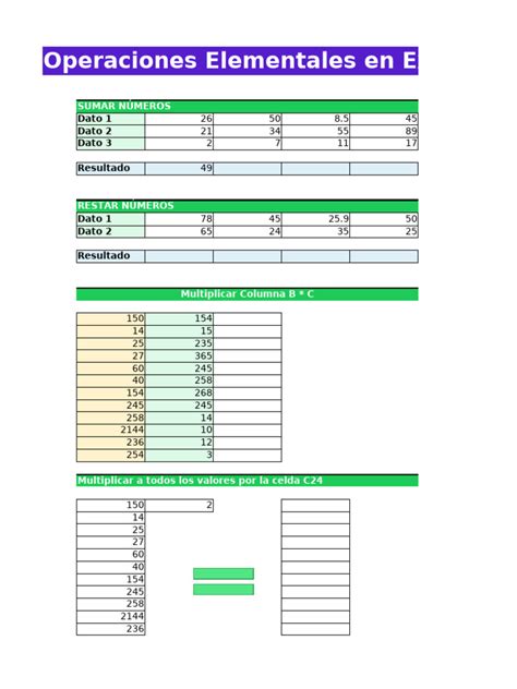 cap08 curso de excel ejercicios de operadores matemáticos en excel pdf