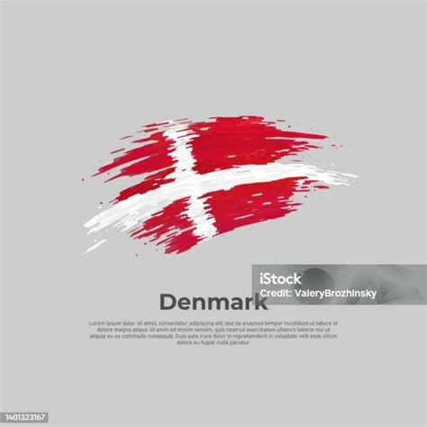 덴마크 국기 브러시는 흰색 배경에 덴마크 국기를 그렸습니다 브러쉬 선 벡터 디자인 국가 포스터 템플릿 텍스트를위한 장소 덴마크의