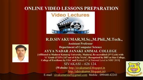 e video lessons preparation r d sivakumar ppt