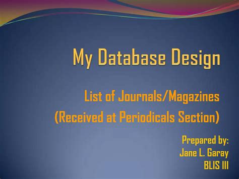My Database Design Ppt